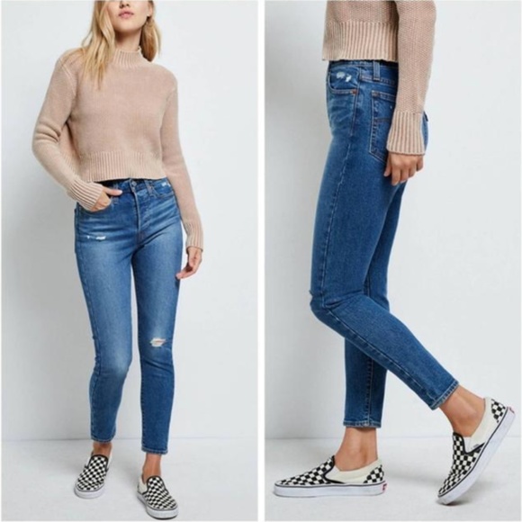 Levi's | Jeans | Levis Wedgie Skinny Button Fly Distressed High Rise Jeans Size 26 W25 X L27 ...